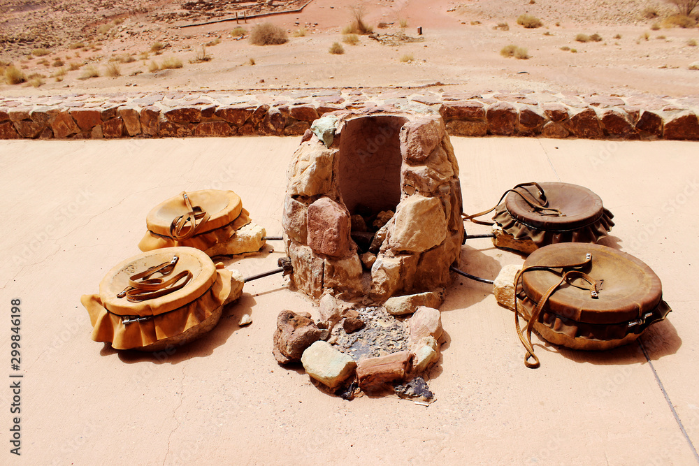 Melting of metal in ancient Egypt. Use of a blast tube. Below are ...