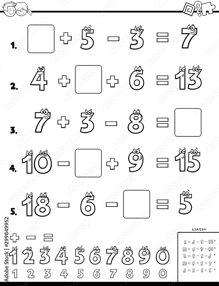 calculation educational worksheet for school children Stock Vector ...