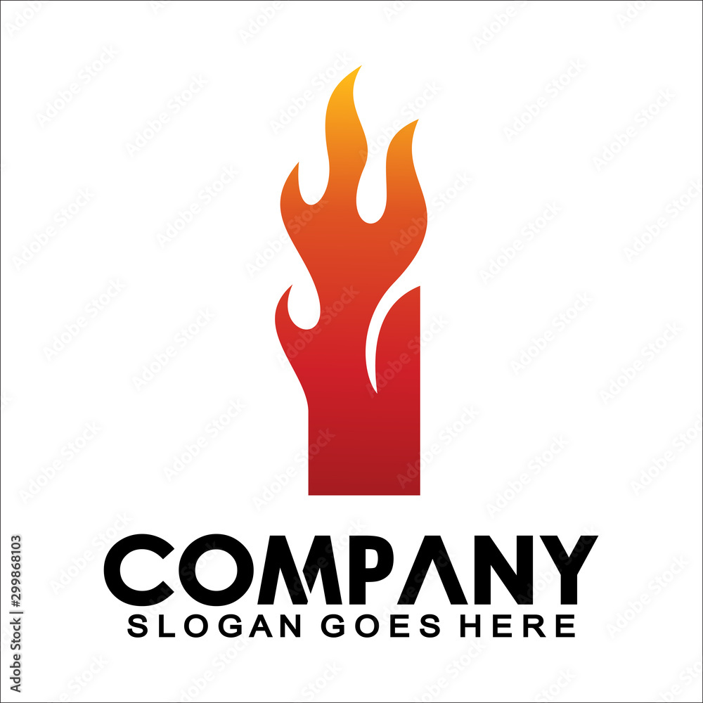 Letter I logo with fire flame shape, emblem, design concept, creative ...