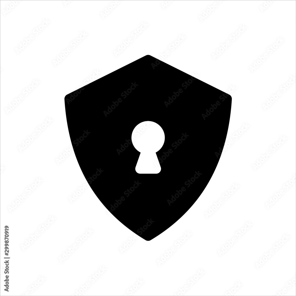Vector security shield icon. black secure symbol with trendy flat style ...