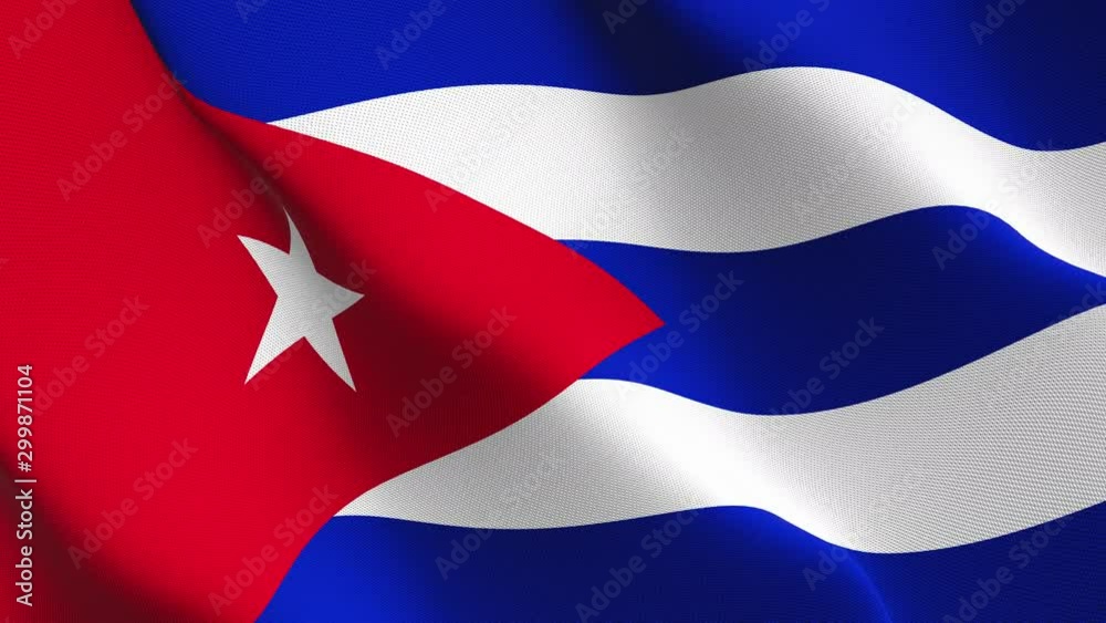 Cuba flag waving loop. Cuban realistic flag with fabric texture blowing ...