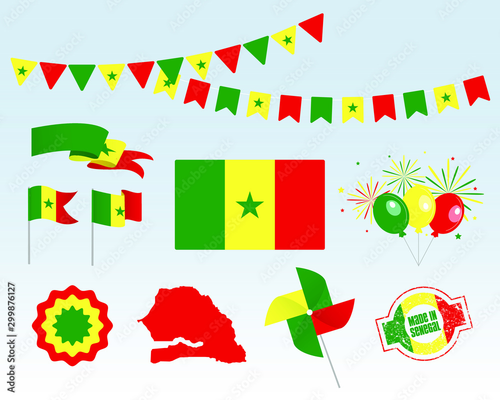National holiday. Independence Day of Senegal, set of vector design elements, Made in Senegal ...