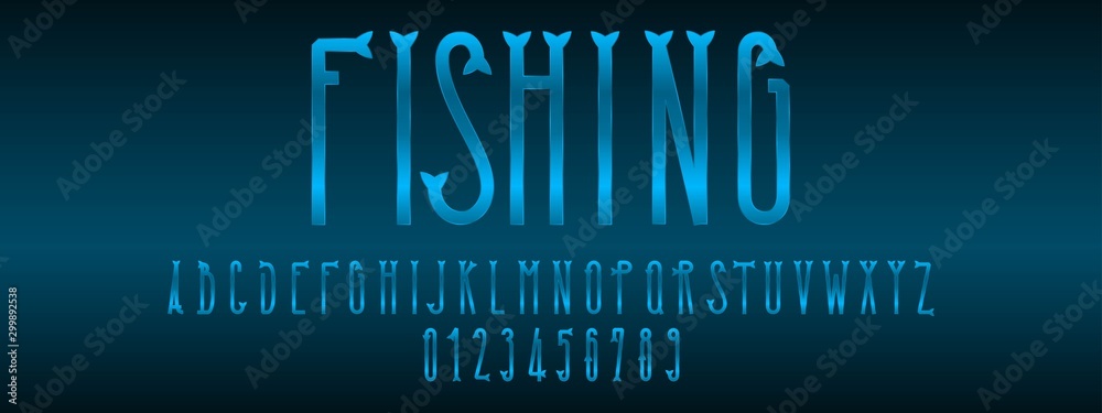 Fishing font and numbers design. Stock Vector | Adobe Stock
