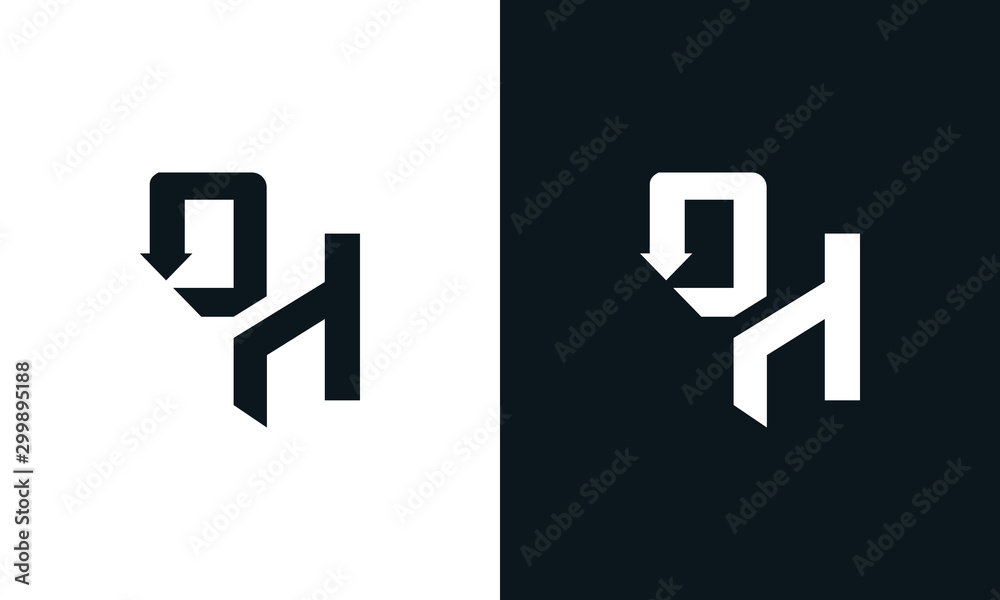Modern abstract letter OH logo. This logo icon incorporate with two ...