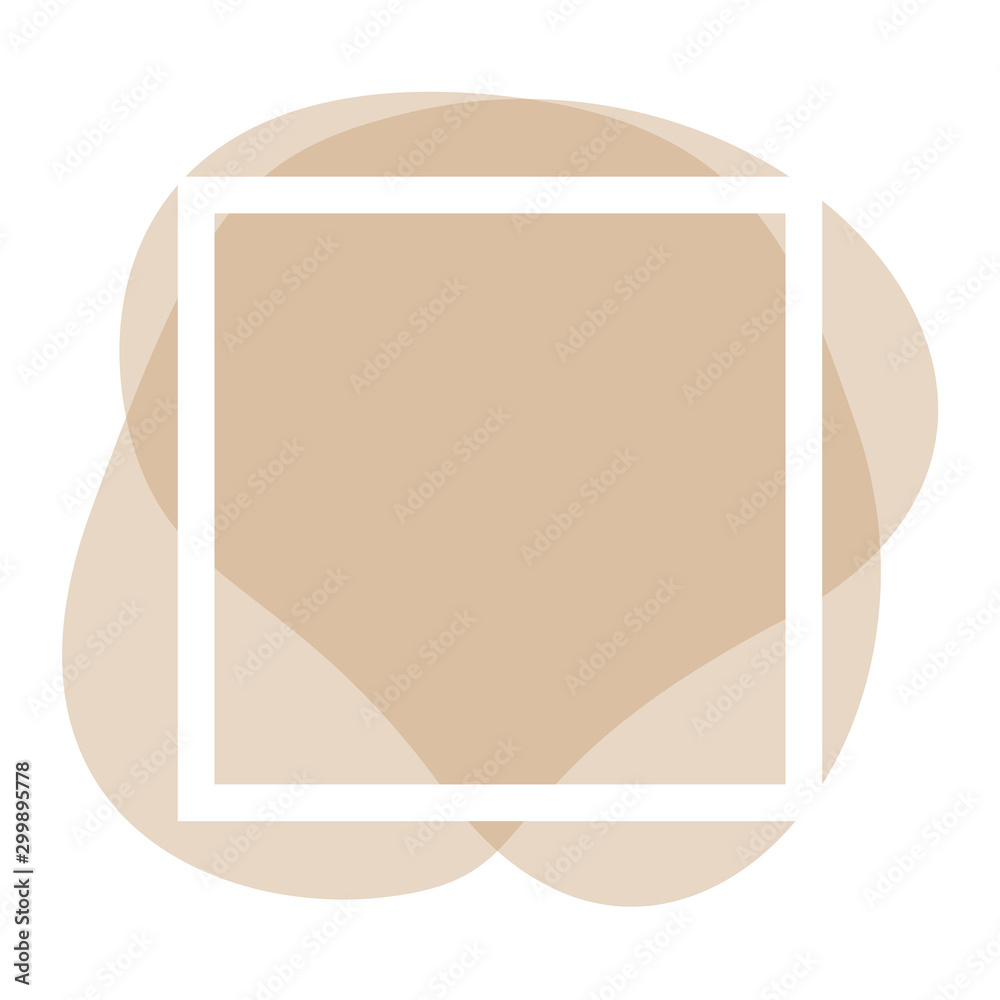square frame white on brown blob shape pastel color soft for banner ...