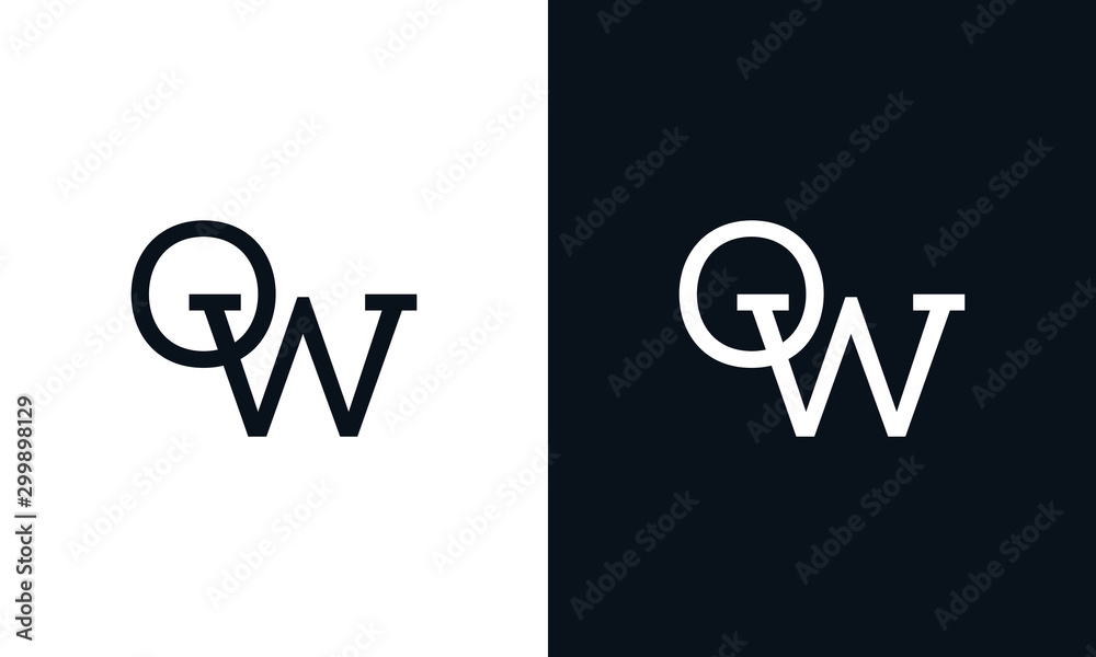 Minimalist line art letter OW logo. This logo icon incorporate with two ...