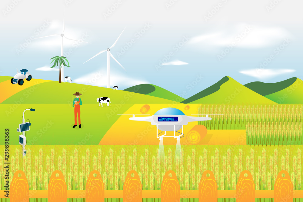 Modern agriculture technology. Smart farming concept. Human with ...