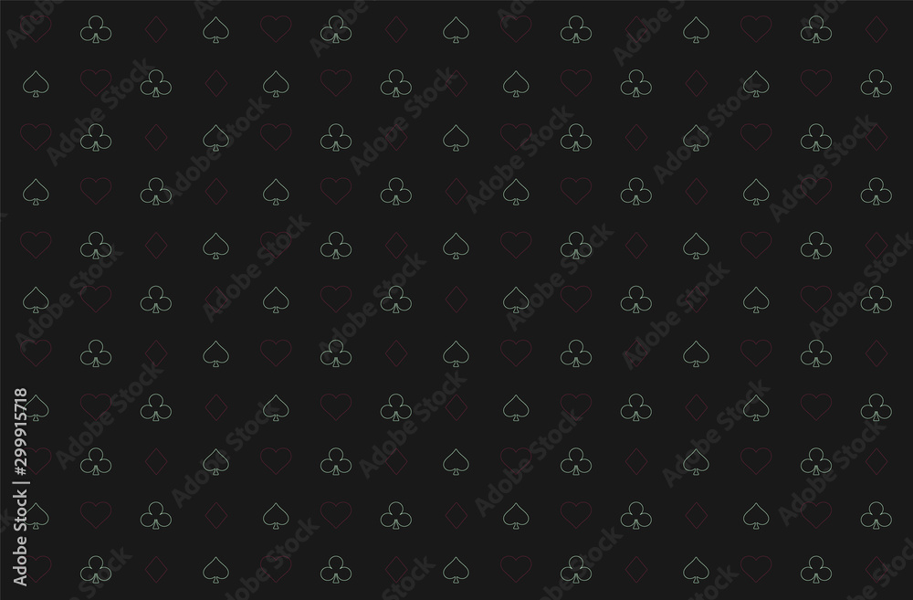 Casino background. Dark black vector background with cards signs ...