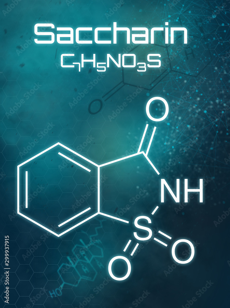 Chemical formula of Saccharin on a futuristic background Stock ...