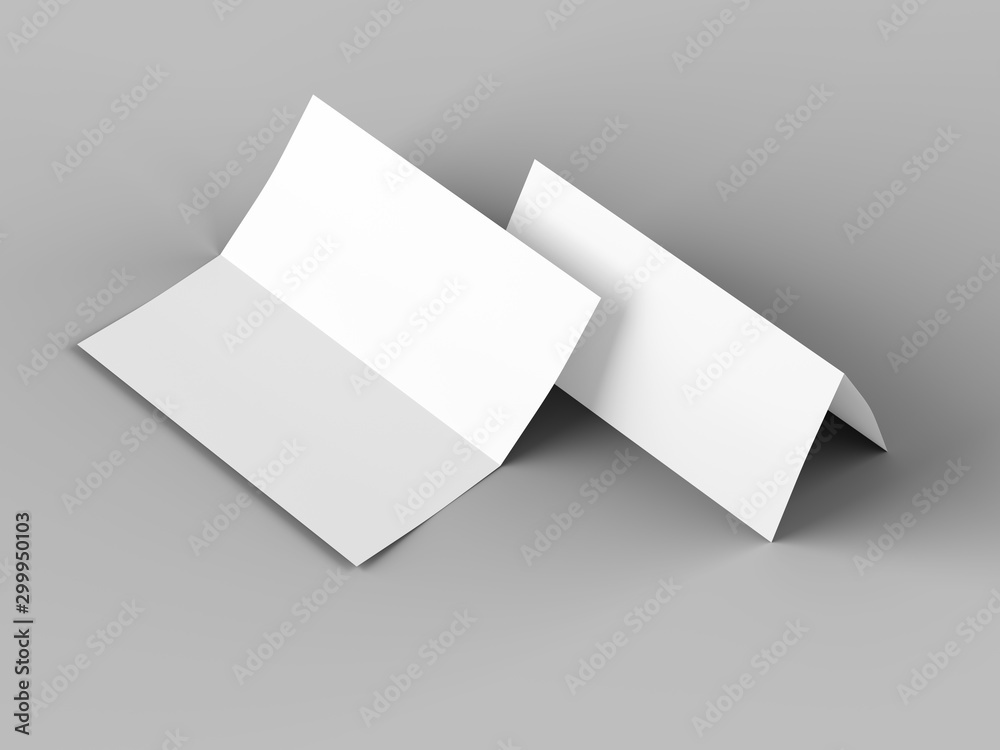 Leaflet folded to DL format - mock up - 3d illustartion Stock ...