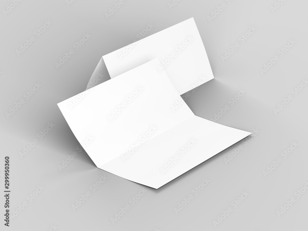 Leaflet folded to DL format - mock up - 3d illustartion Stock ...