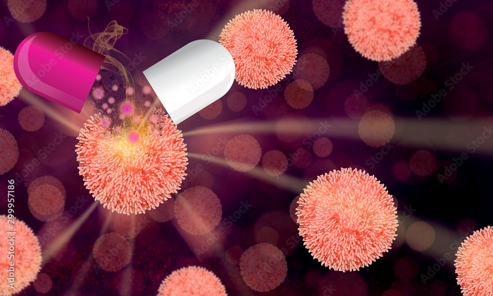 Cancer cells being destroyed by oral chemotherapy Stock Illustration ...