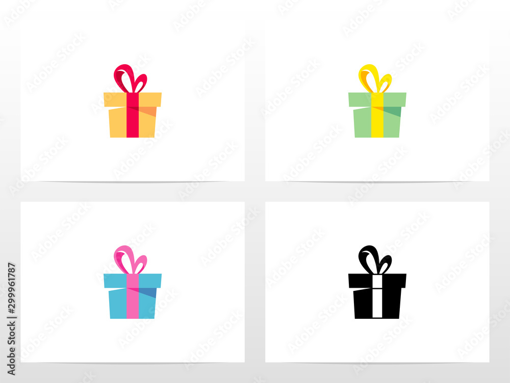 Gift Box With Ribbon Logo Design Stock Vector | Adobe Stock
