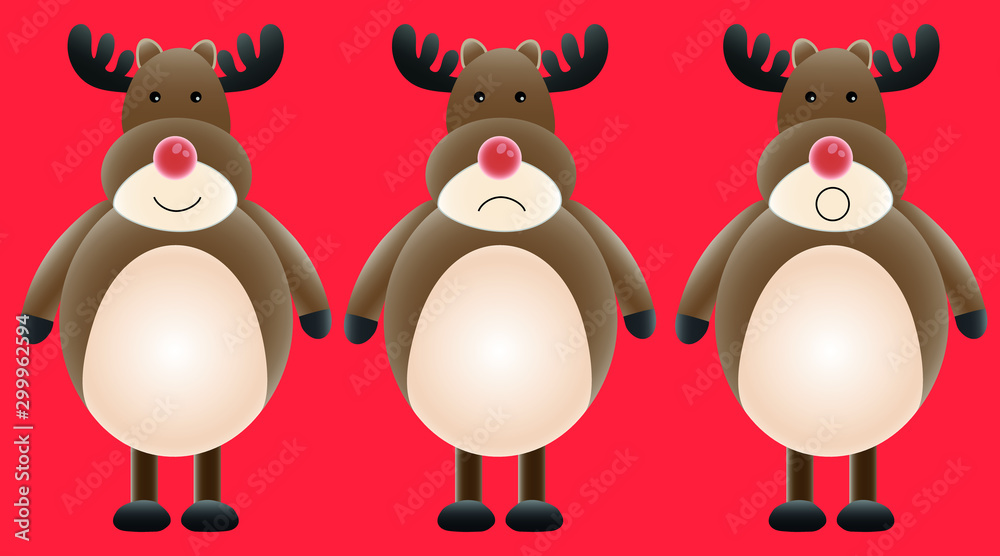 Christmas reindeer vector pattern of Rudolph the red nosed reindeer ...