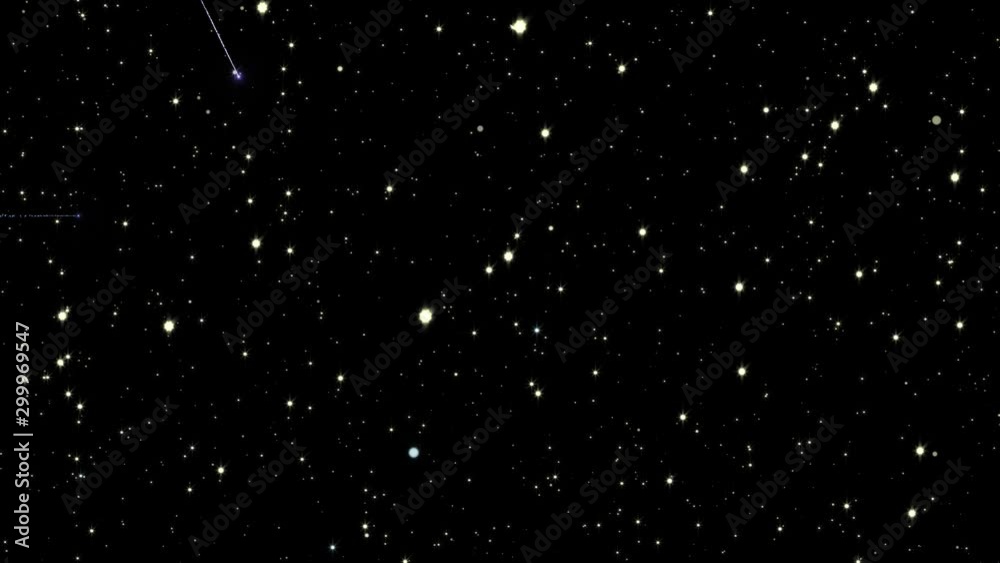 Comets and Stars. Space animated background, fly trough star field with ...