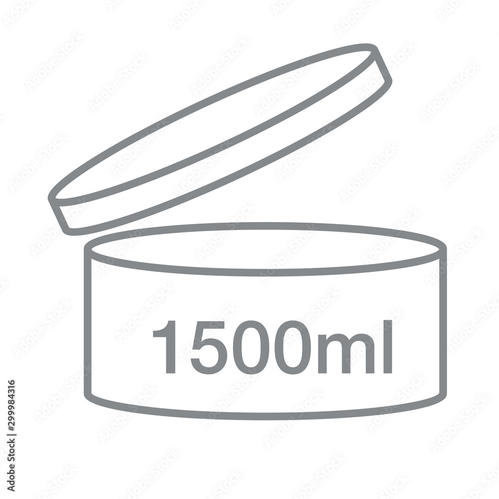 Liter l sign (mark) estimated volumes 1500 milliliters (ml) Vector ...