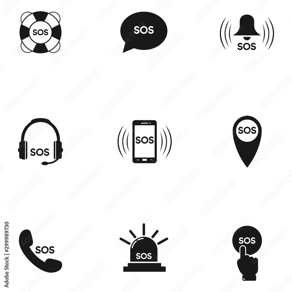 SOS vector icon big set. Alarm. black on white background Stock Vector ...
