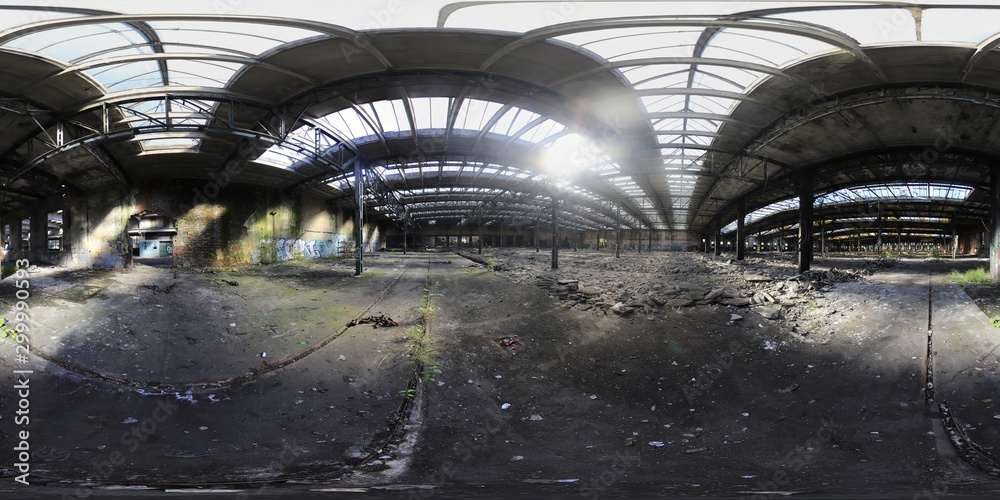 Abandoned Factory HDRI panorama ภาพถ่ายสต็อก | Adobe Stock