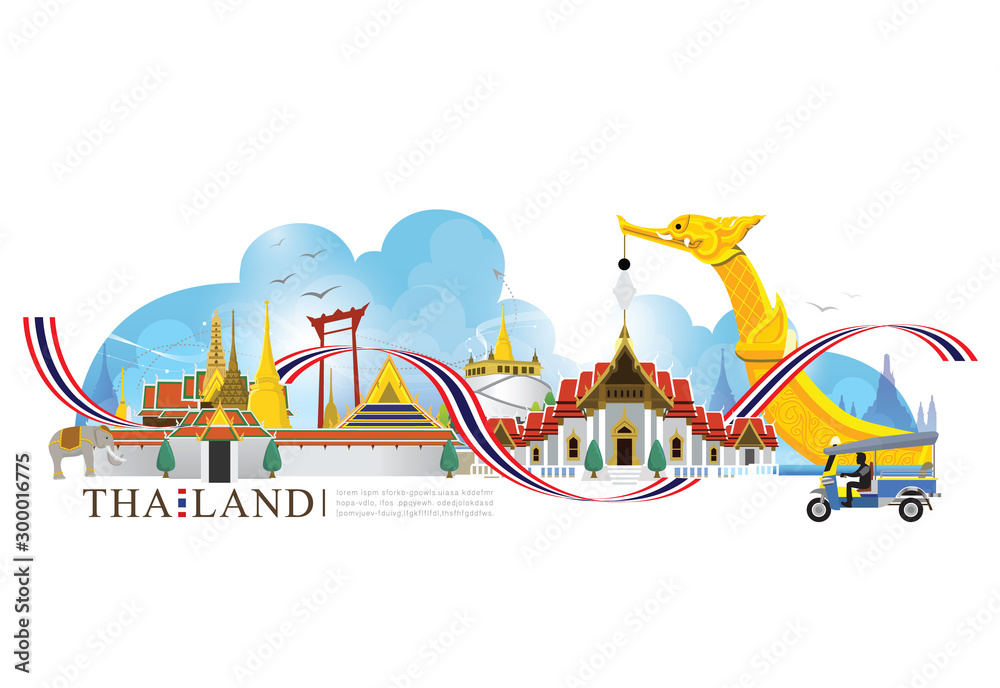 vector Building landmark of Bangkok Thailand background, Bangkok city ...