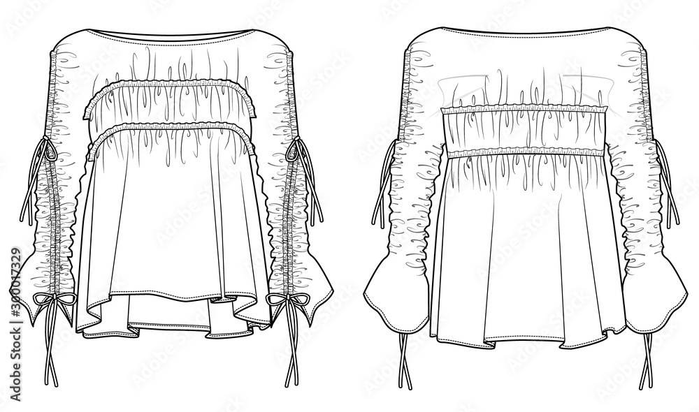 vector illustration of womens dress. 3D fashion drawing. technical ...