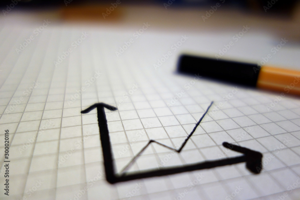 ansteigendes diagramm auf papier gemalt Stock Photo | Adobe Stock