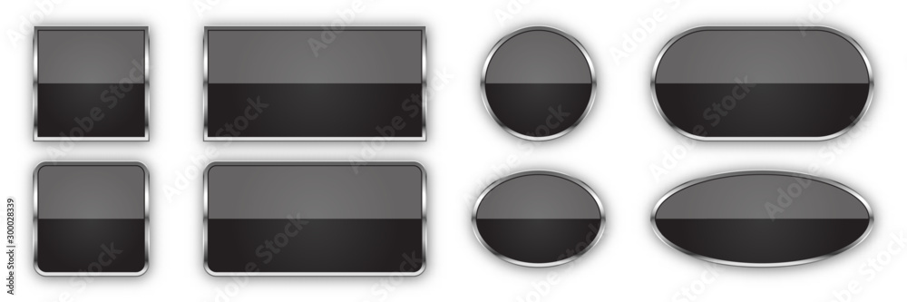 Set of black glossy vector buttons. Stock Vector | Adobe Stock