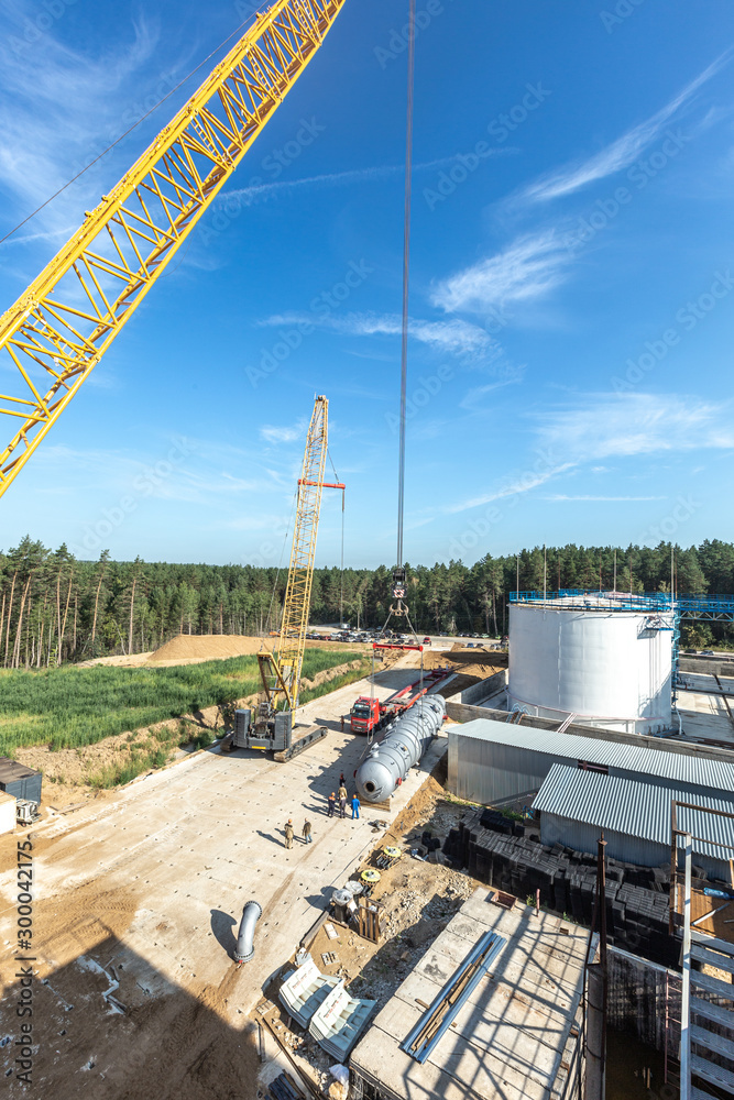 MOSCOW, RUSSIA, 08.2018: The construction of an oil refinery, near ...