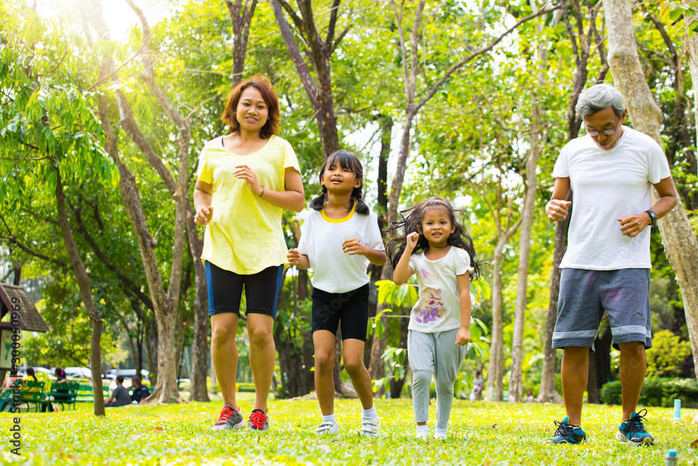 elderly and family exercise in the park Stock Photo | Adobe Stock