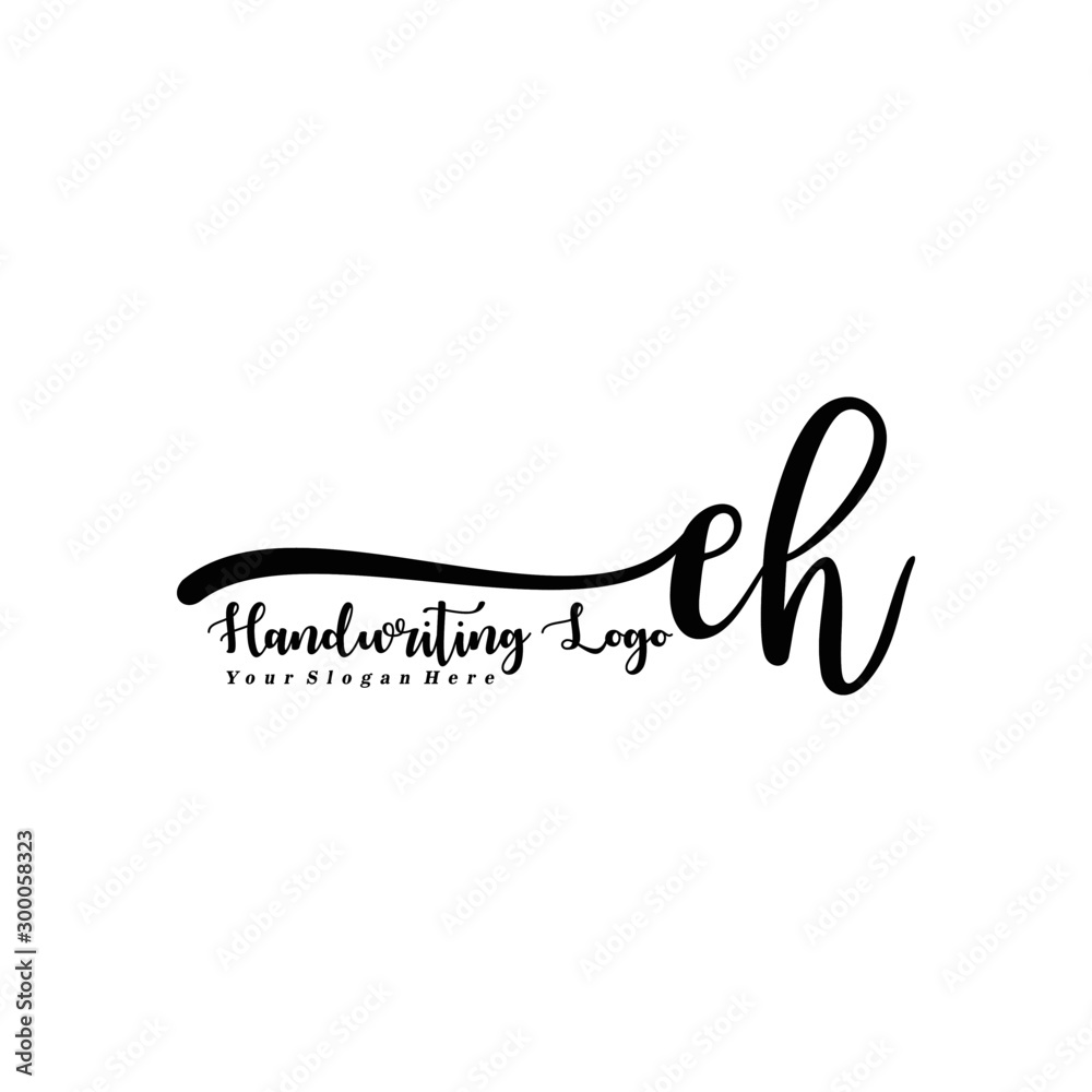 EH Letter Handwriting Vector. Black Handwriting Logo Stock Vector ...