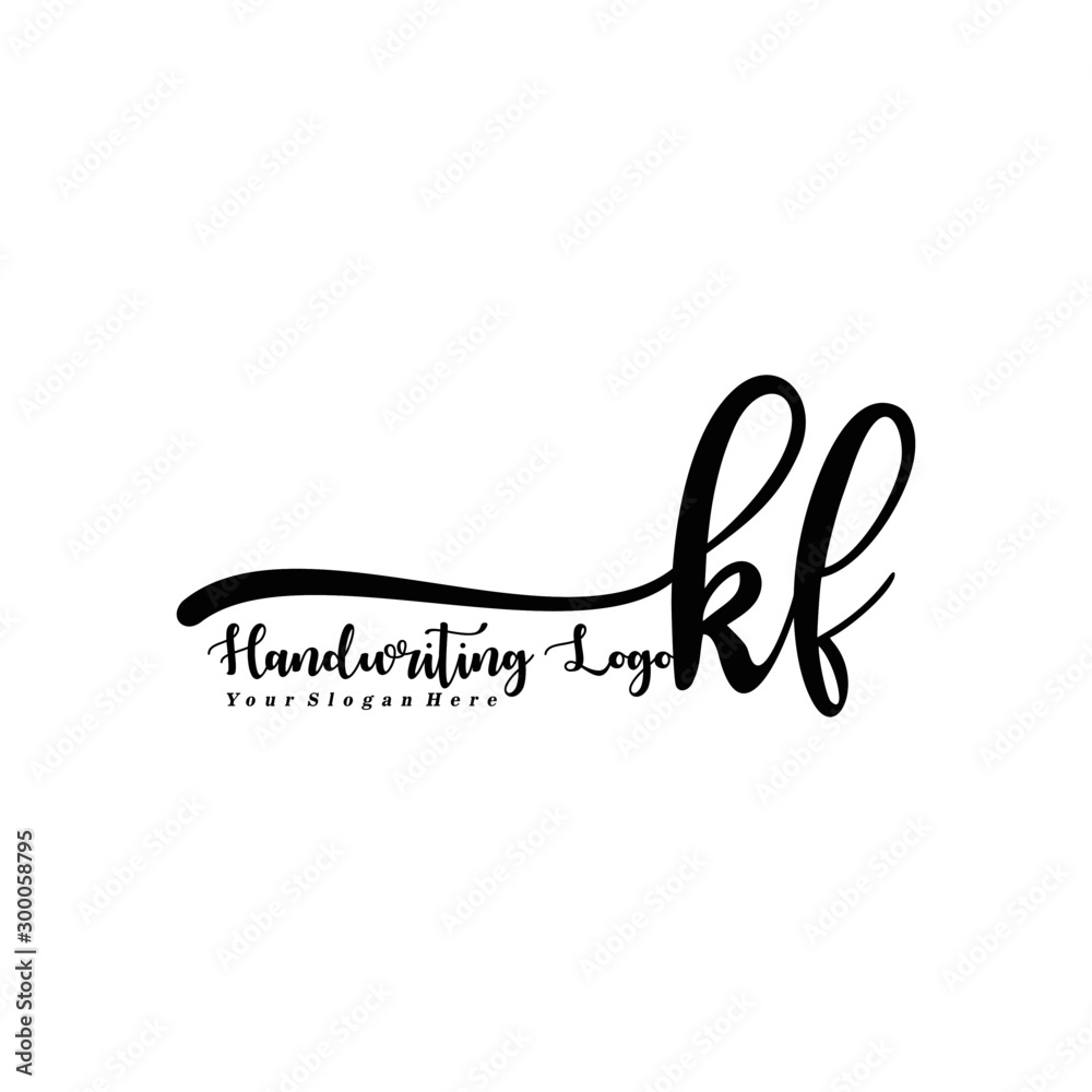 KF Letter Handwriting Vector. Black Handwriting Logo Stock Vector ...