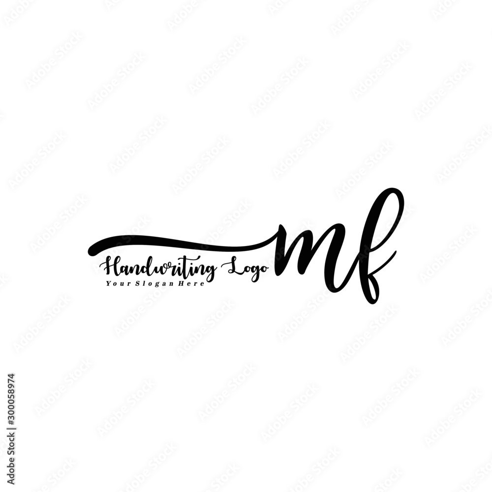 MF Letter Handwriting Vector. Black Handwriting Logo Stock Vector ...