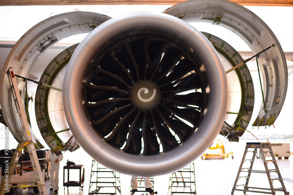 Jet engine open for maintenance Stock Photo | Adobe Stock