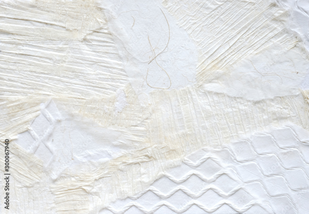 White handmade paper collage background, Blank paper collage art ...