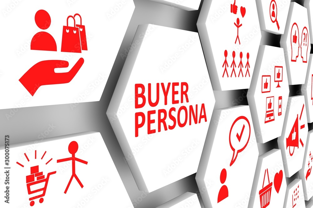 BUYER PERSONA concept cell background 3d illustration Stock ...