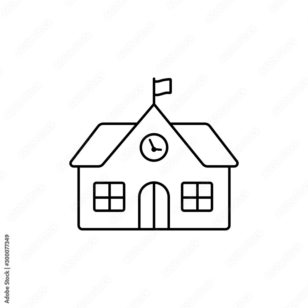 High school building line icon, outline vector sign, linear style ...
