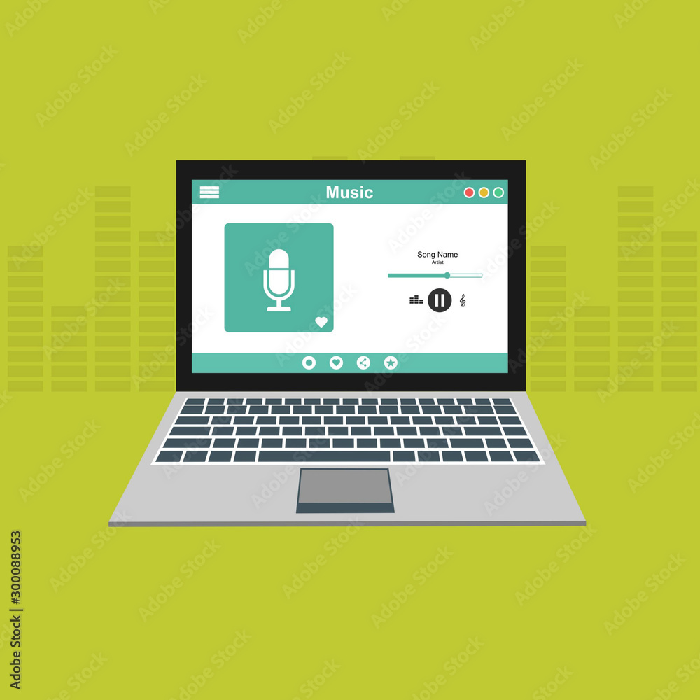 Mobile music player app design layout. songs albums listening screen ...