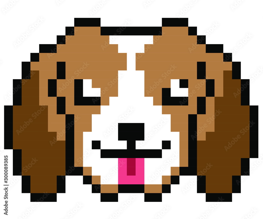 vector pixel art Beagle dog isolated on white background, brown and ...
