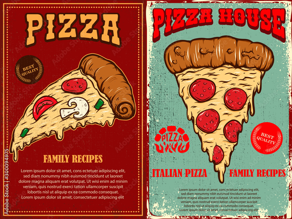 Set of poster template with pizza. Design element for poster, banner ...