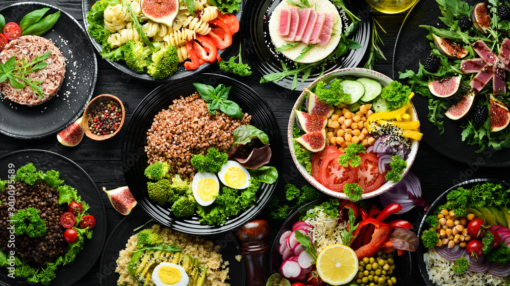 Set of food. Dishes menu. The range of dishes. Free copy space. Top ...