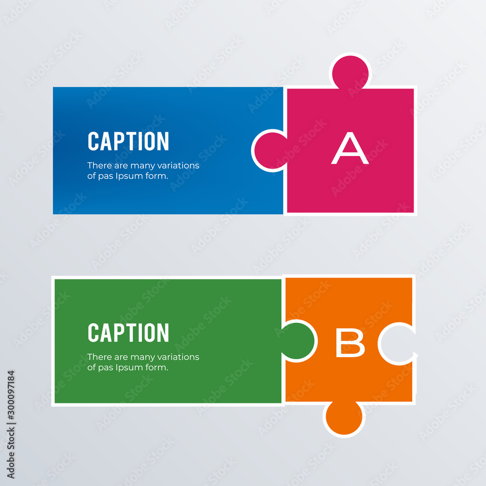 Puzzle infographics template design. Business concept infograph with 2 ...