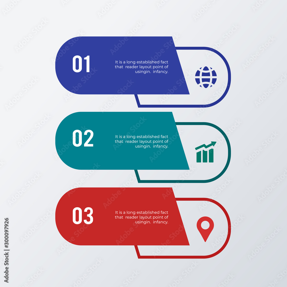 Three list infographic template design. Business concept infograph with ...