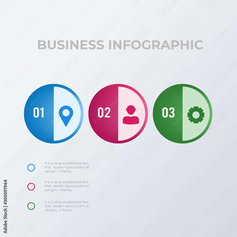 Three round infographic template design with icons. Business concept ...