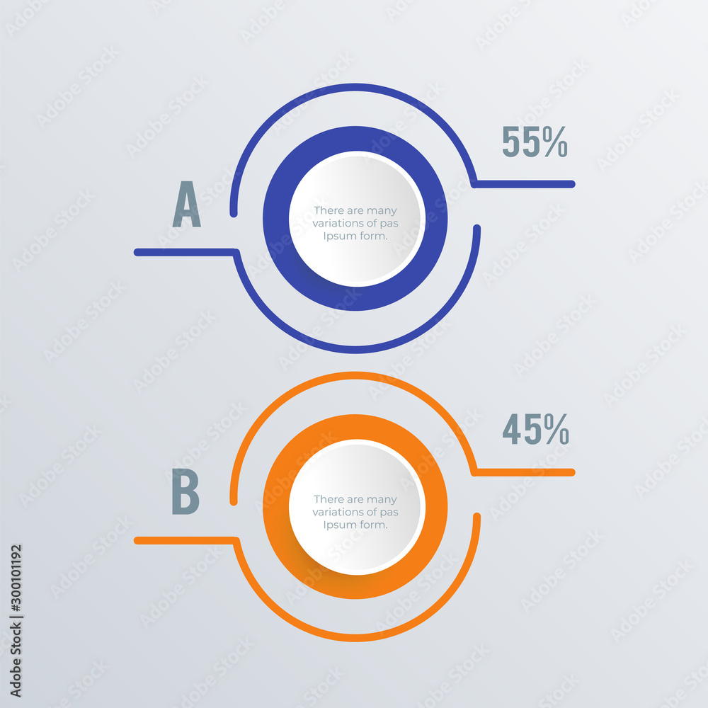Round infographics template design. Business concept infograph with 2 ...