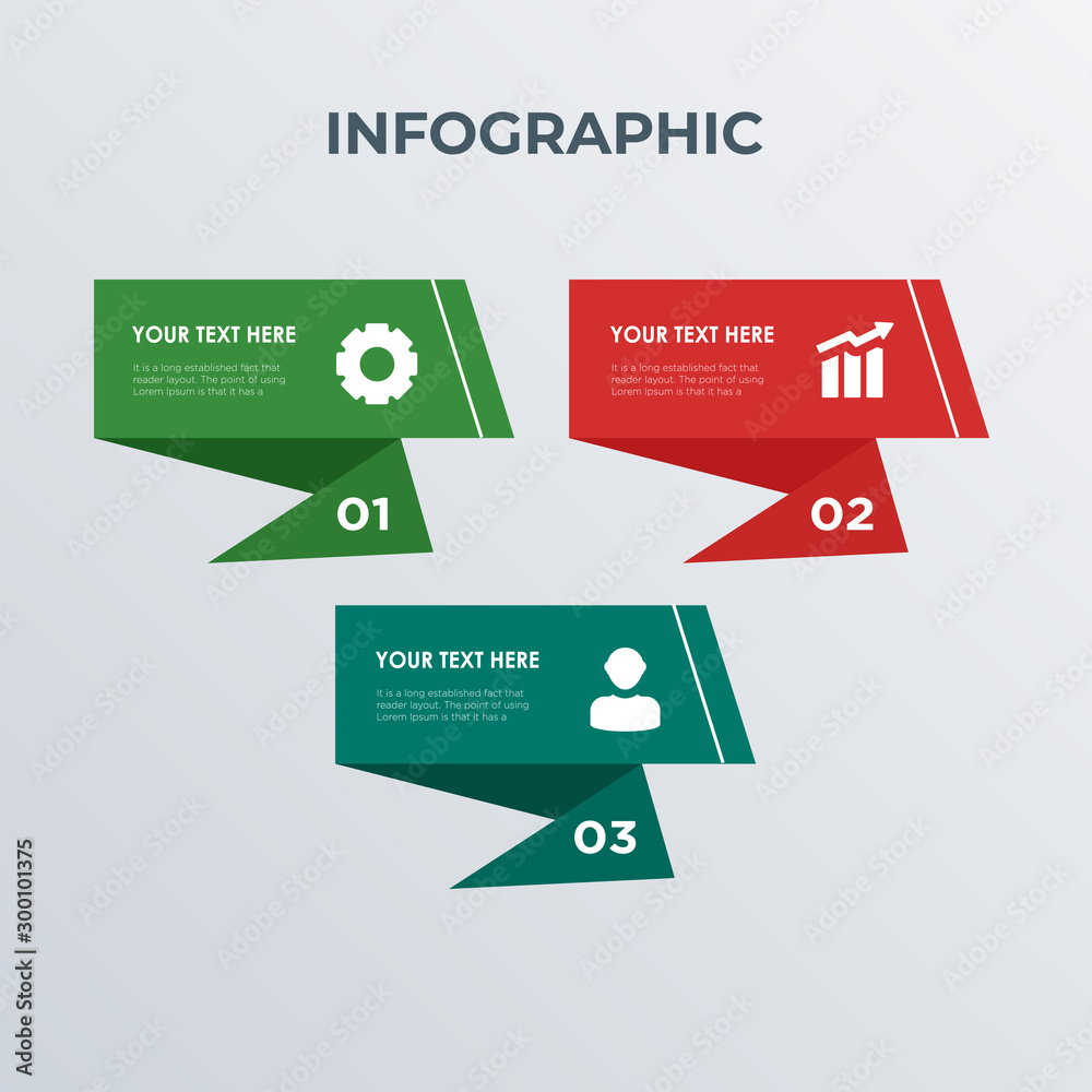 3D ribbons infographic template design with icons. Business concept ...