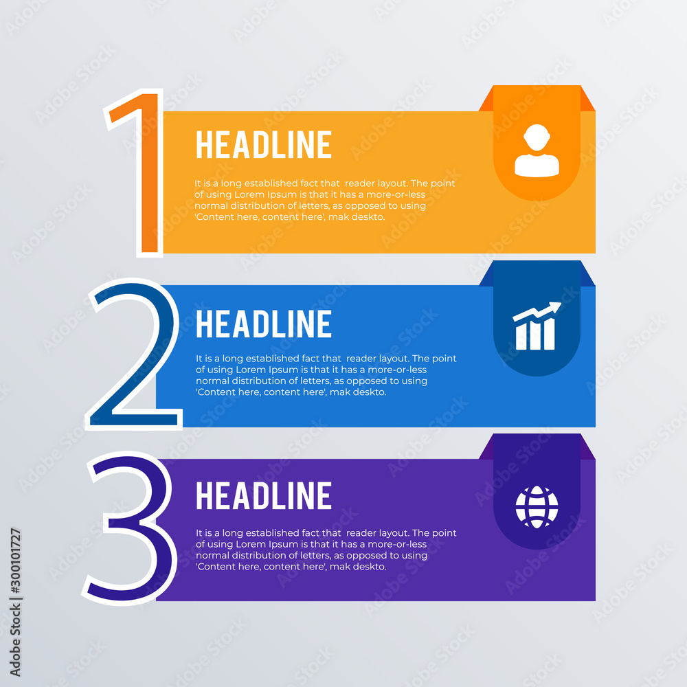 Vetor de Three list infographic template design. Business concept ...