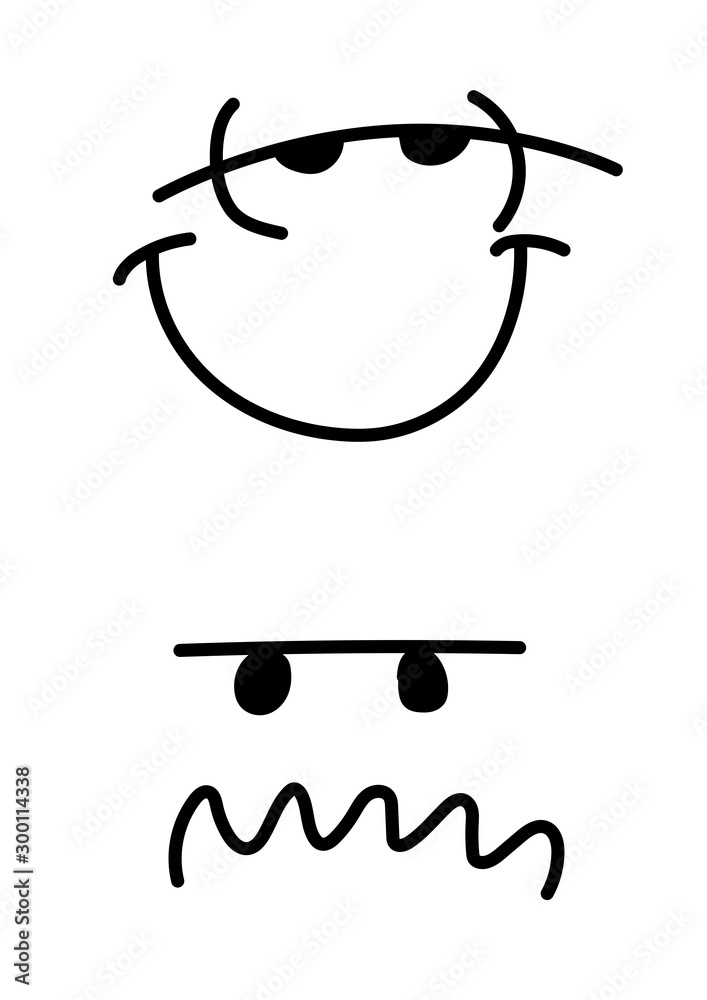 Facial expressions happy / relaxed and angry. Cartoon style hand drawn ...