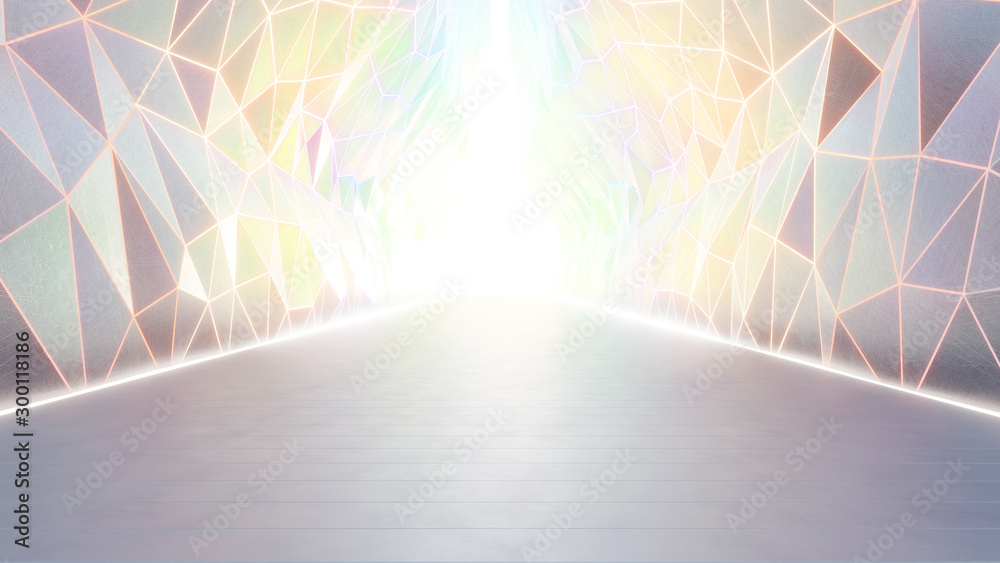 Geometric shapes structure on white concrete floor with colorful ...