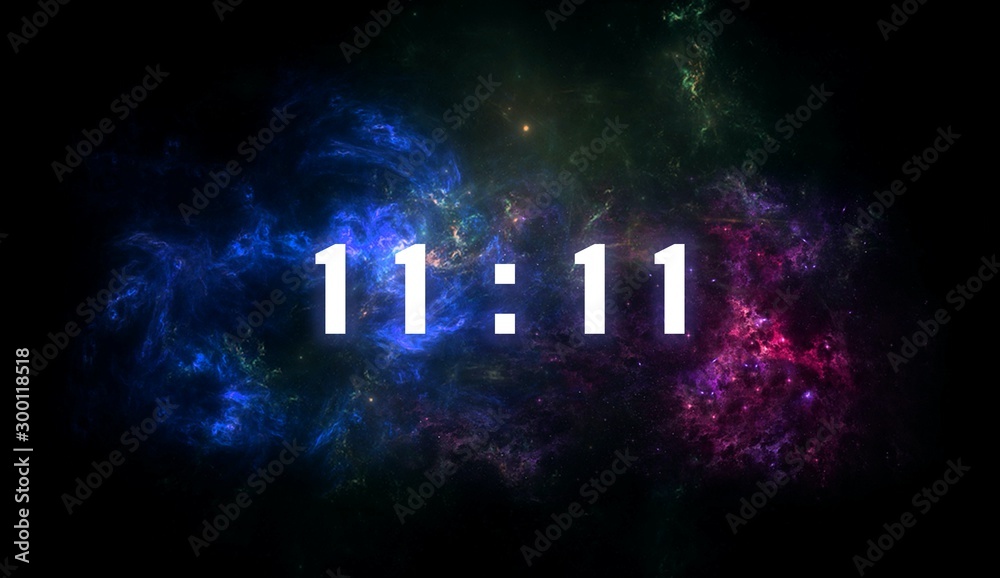 inscription number 11: 11 on the galaxy background. Numbers are the ...