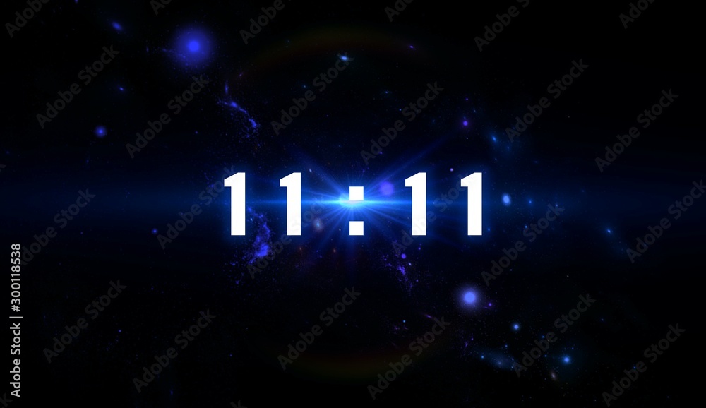 inscription number 11: 11 on the galaxy background. Numbers are the ...