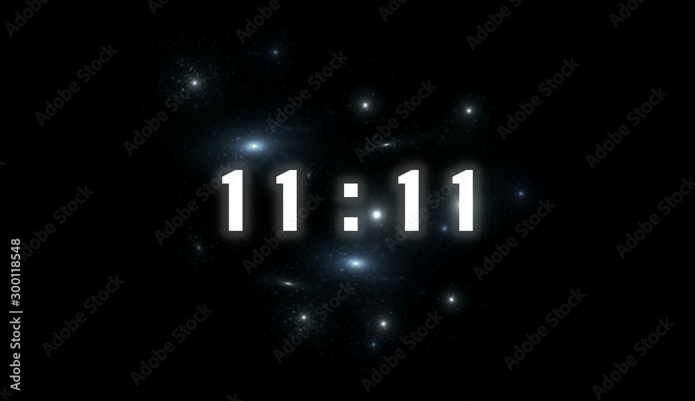 inscription number 11: 11 on the galaxy background. Numbers are the ...